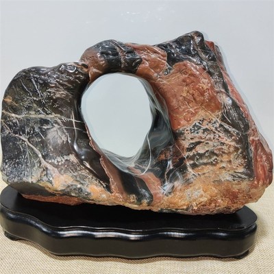 灵璧石八音磬石五彩石天然奇石博古架室书房客厅摆件原石山峰山水