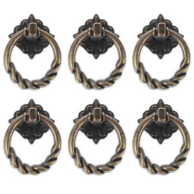 6pcs Ring Drawer Handle Cabinet Knobs Dresser Cupboard