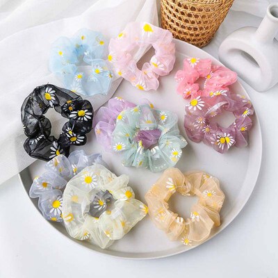 Woman Daisy Yarn Scrunchies Fashion Hair Ties Elastic Hairba