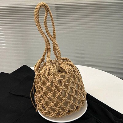 Summer Beach Bag For Women Meh Rope Knitted Bucket Shoulder