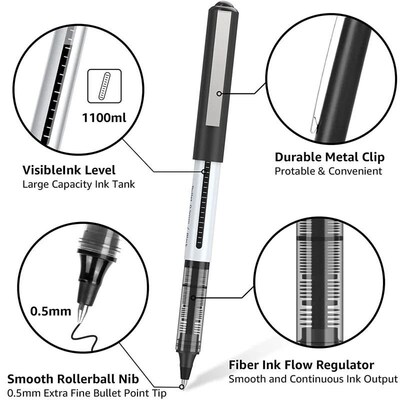 Deli Rollerball Pens, 0.5mm Quick-drying Liquid Ink Stick Ba