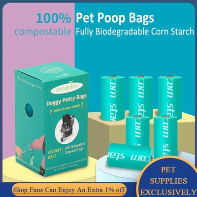 6 Rolls Biodegradable Dog Poop Bags 0.015MM Artifact Pet Was