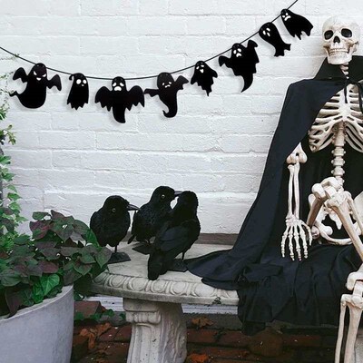 Halloween Hanging Banner Garland Cute Ghost Paper Bunting