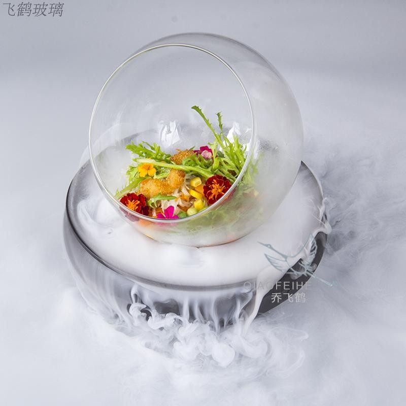 新款耐热玻璃斜口意境紫砂套装干冰冒烟酒店会所餐具分子料理美食