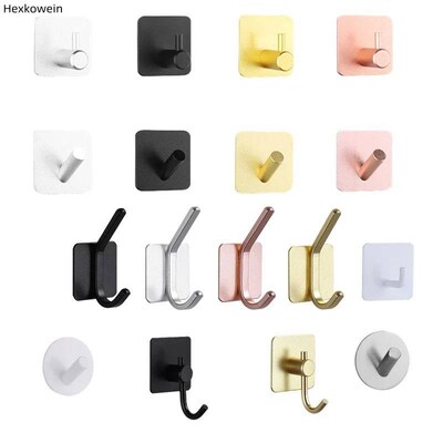 Adhesive Wall Hooks Towel Key Cloth Coat Rack Door Bathroom