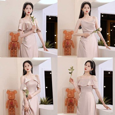 Pink Satin Bridesmaid Dress New Sisters Spring Strap Petite