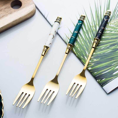 Ceramic Tableware Fork Spoon Knife Set Vintage Cutlery Set
