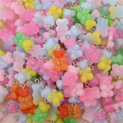 10pcs 22X11mm Candy Color Gummy Mini Bear Charms for Making