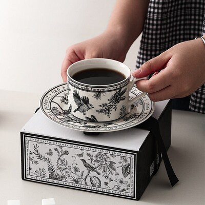Half Flower Retro ffee Cupcup And Saucer Souvenir Set Cerami