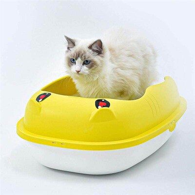 1 Set Cat Litter Box Semi- Enclosed Large Space Pet Cat Litt
