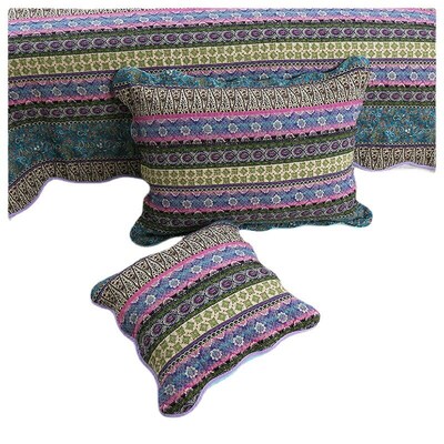 Pastoral Style Bed ver Quilted Three-piece Set Striped Cotto