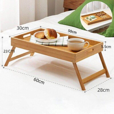Laptop Desk Bamboo Foldable Breakfast Serving Bed Tray Porta