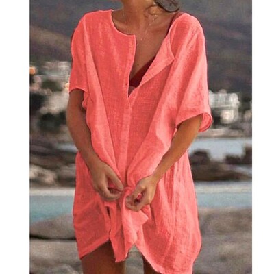 Cotton Womens Dress White Oversize Casual Beach Dresses