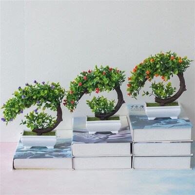 Artificial Plants Potted Bonsai Green Small Tree Plants Fake