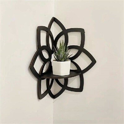 Lotus Corner Shelves Boho Wall Corner Shelves Floating