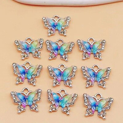 10Pcs 14*16mm Lovely Animal Charms Crystal Butterfly Charms