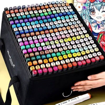 Kids Gift 12/30 Colors Alcohol Felt Markers Pens Dual Tip Pe