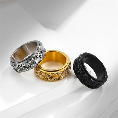 9MM Vintage Stainless Steel All Seeing Eye Rings Men Women F