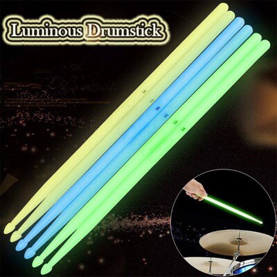 1 Pair 5A Luminous Drum  Nylon Fluorescent Drumsticks Glow i