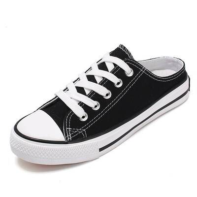 Low cut and shallow mouth canvas shoe half support