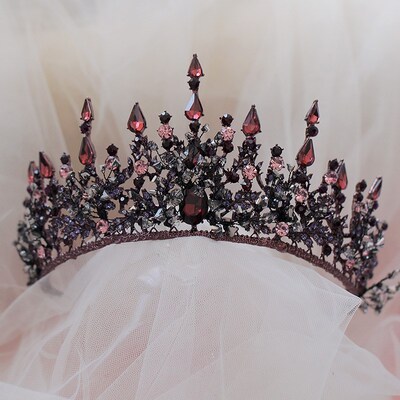 Vintage Baroque Headbands Purple Crystal Tiaras Crowns Bride