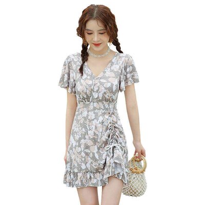Swimwear Conservative Fashion Floral Flesh Covering Slim-fit