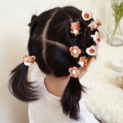 10pcs/Set Cute Bear Rabbit Finger Hair Ties Baby Toddler Ela