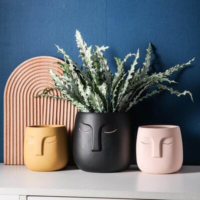Ceramic Vase Creative Ceramic Face Living Room Desktop Flowe