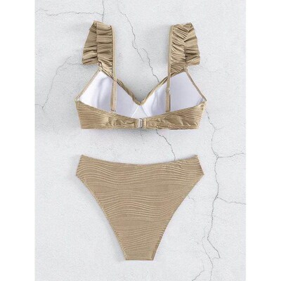 2024 New Ruffled Frilled Trim Push Up Bikinis Female Swimsui