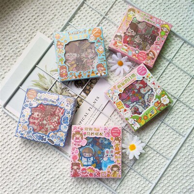 Cartoon 100 Transparent Boxed Hand Account Stickers Statione