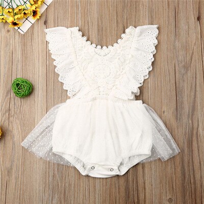 Newborn Baby Girls Rompers Summer Autumn Lace Flower Backles