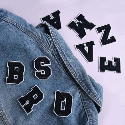 Navy Blue Letter Patch ABC DEF OPQ RST UVW XYZ Embroidery Pa