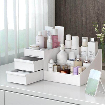 Desk Makeup Organizer for Large Capacity Cosmetic Storage Bo