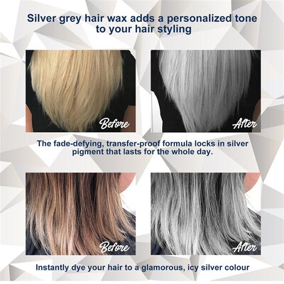 100ML Silver Grey Hair Color Wax Temporary Colors Hair Dye B