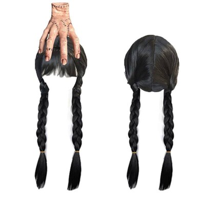 Wednesday Cosplay Wig For Girls Accessories Headband Wand Cr
