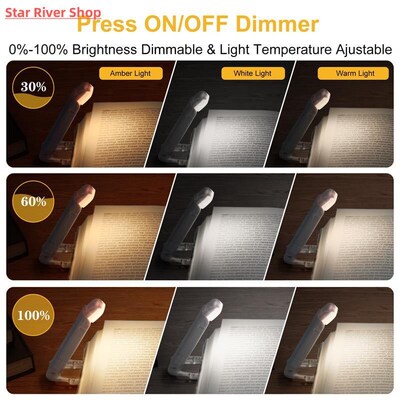 LED USB Rechargeable Book Reading Light Brightness Adjustabl