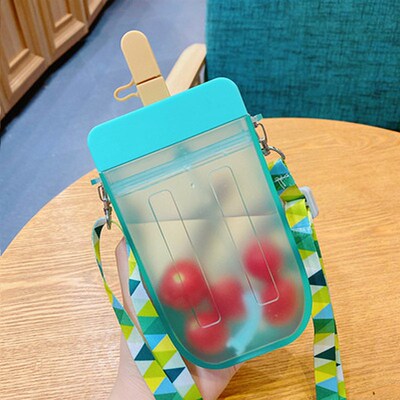 Cute Straw Cup Popsicle Water Bottle Outdoor Juice Drinking