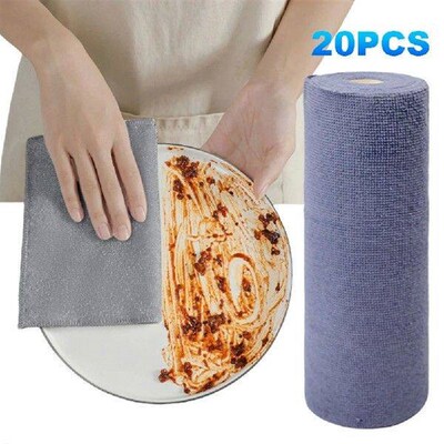 20PCS/Roll Tableware Cleaning Wipe Reusable Kitchen