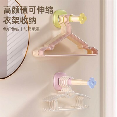 Wall-mounted expandable hanger storage rack for home balcony