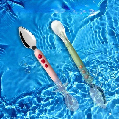 Baby Fruit Scraping Mud Spoon Feeding Spoon Soft Silicone Sp