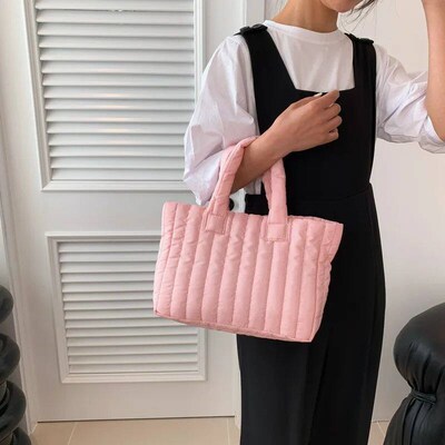Womens Large Capacity Tote Bag - Cotton Padded & Nylon Soli