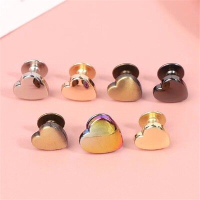 5Set 10mm Heart Shape Metal Screwback Rivet Screw Studs
