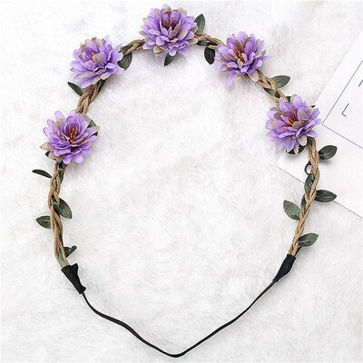 Bride Flower Crown Hairband Rope Wedding Floral Headband Gar