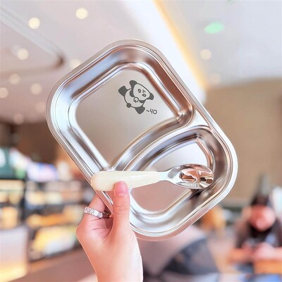 Stainless Steel Childrens Partitioned Plate for Kindergarte