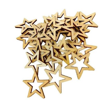 MagiDeal 25 Pieces 50mm Unfinished Hollow Wooden Shape Star