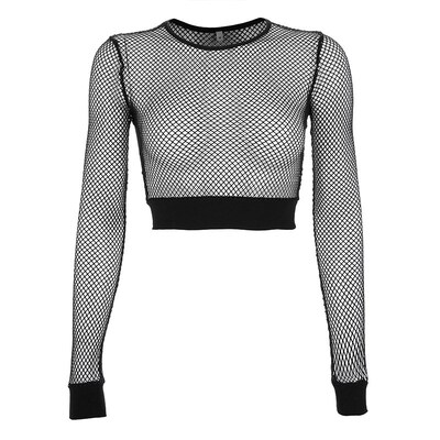 2025 Fashion Sexy Mesh Seethrough Womens Tops Long Sleeve Ti