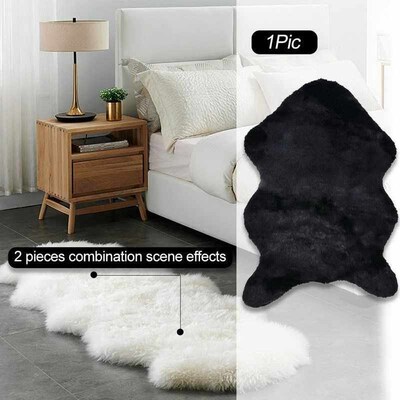 Chair Cover Plain Skin Fur Soft Sheepskin Warm Hairy Carpet