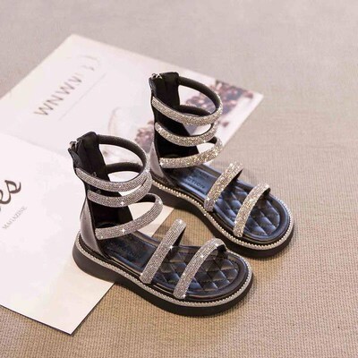 Summer Childrens Girls Gladiator Sandals Rhinestone Crysta