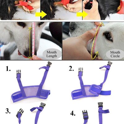 Pet Dog Muzzle Adjustable Muzzle Mask Bark Bite Mesh Mouth M