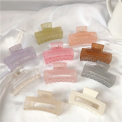 1Pc Korean Solid Hair Claws Elegant Clear Acrylic Hair Clips